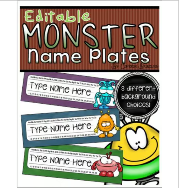 Name Tags Plates Desk Labels Monsters Theme Editable | Made By Teachers
