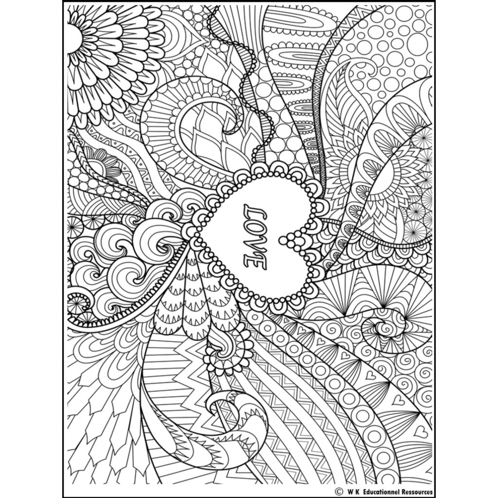 Valentine's Day Mindfulness Mandala Hearts Printable Coloring Pages for ...