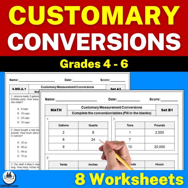 Customary System Measurement Conversions Worksheets - Converting ...