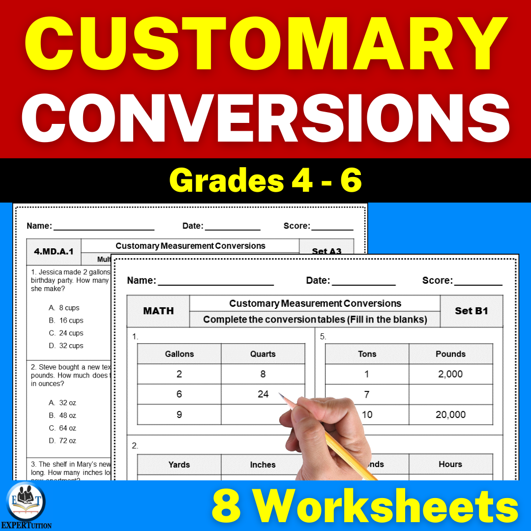 Customary System Measurement Conversions Worksheets - Converting ...