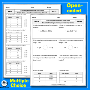 Customary System Measurement Conversions Worksheets - Converting ...