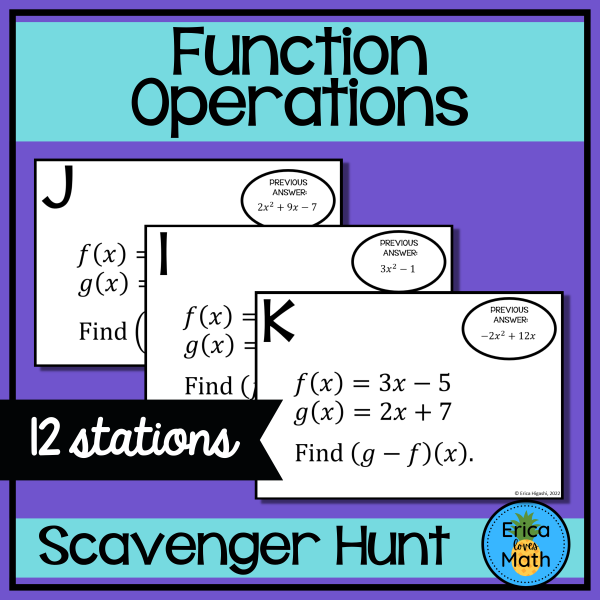 Function Operations Activity Scavenger Hunt - Made By Teachers