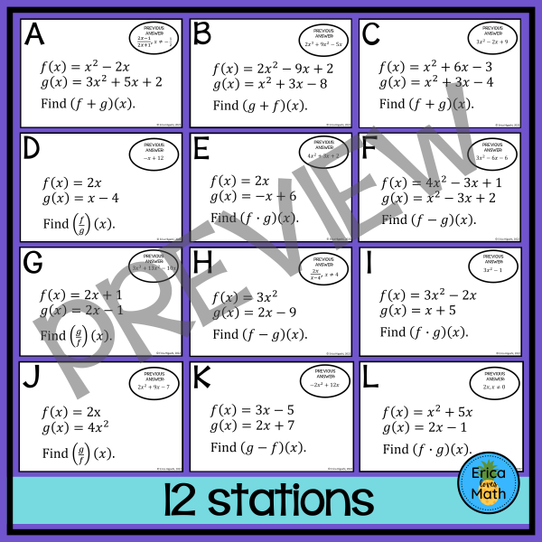 Function Operations Activity Scavenger Hunt - Made By Teachers
