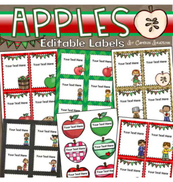 Apple Theme Classroom Labels Decorations Editable Powerpoint | Made By ...