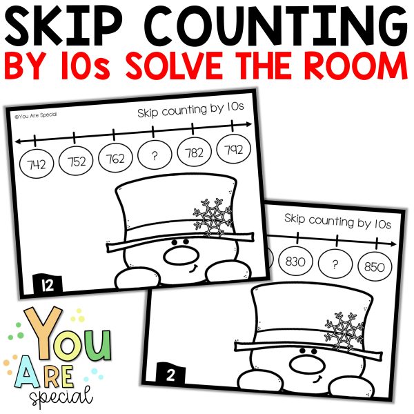 Skip Counting by 10s Number Line Winter Math Centers Activities | Made ...