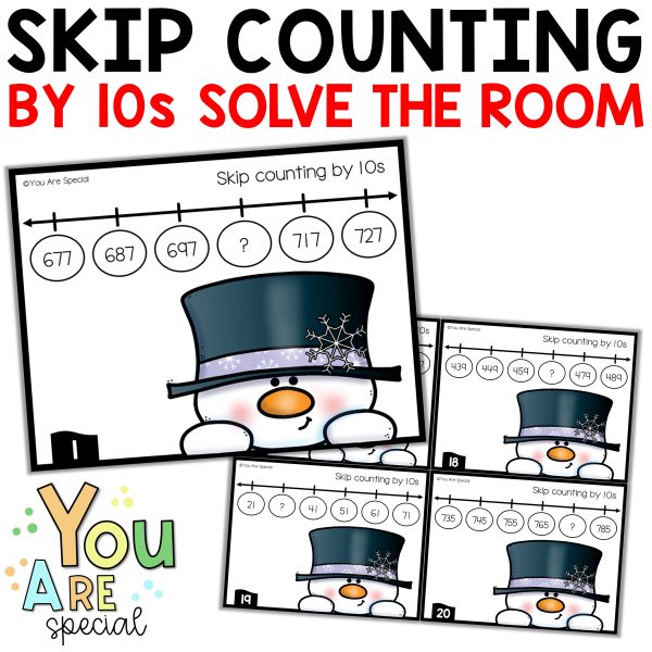 Skip Counting by 10s Number Line Winter Math Centers Activities | Made ...