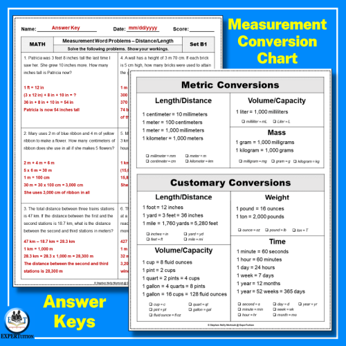 Measurement Conversion Word Problem Worksheets - Distance/Length Word ...