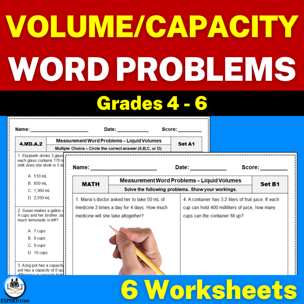Measurement Conversion Word Problems Worksheets - Capacity/Liquid ...