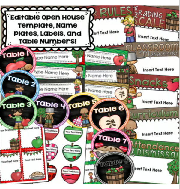 Apple Theme Class Decor Bundle (Behavior Chart, Name Plates, Labels ...