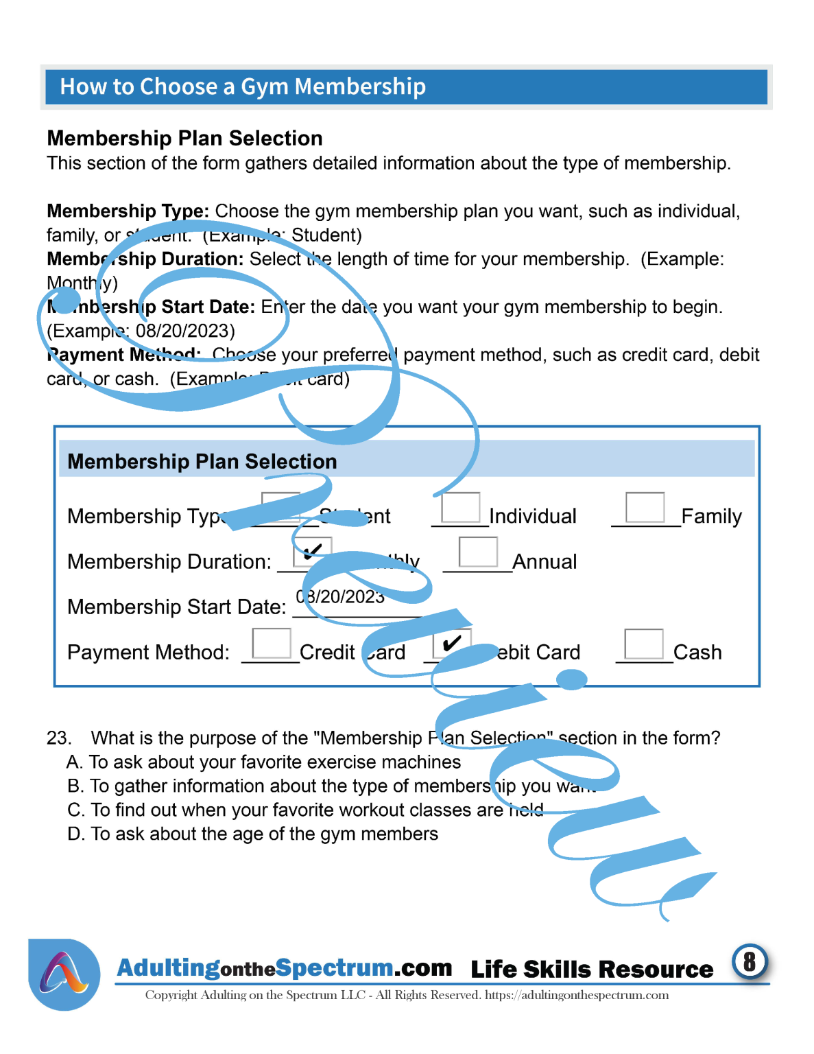 Practical Life Skills for Teens and Adults - A Gym Membership | Made By ...