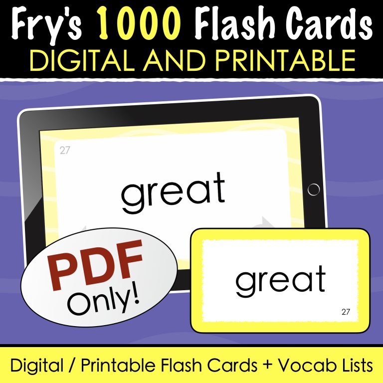 All 1000 Fry's Sight Words - Digital + Printable Flash Cards ...