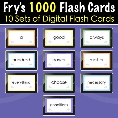 All 1000 Fry's Sight Words - Digital + Printable Flash Cards ...