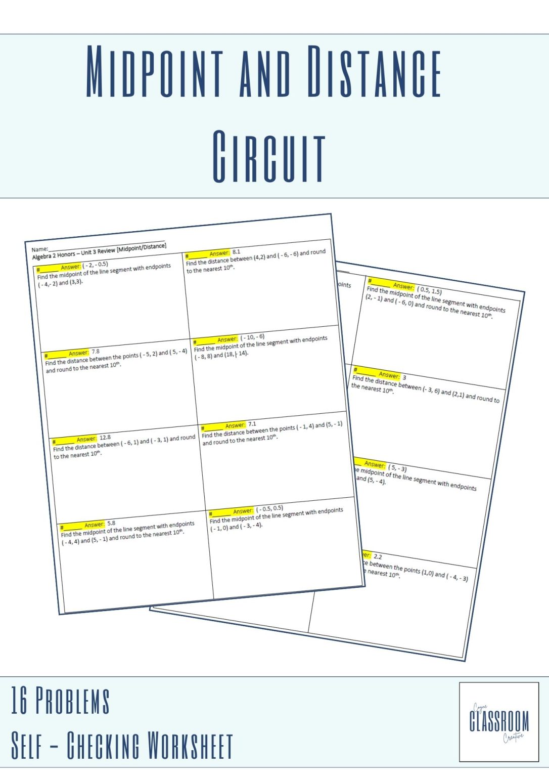 Midpoint and Distance Practice | Made By Teachers