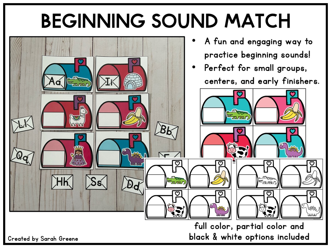 Valentine's Day Beginning Sounds Match | Made By Teachers