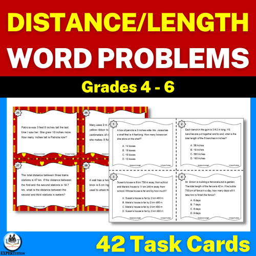 Measurement Conversion Word Problems Task Cards - Distance/Length Word ...