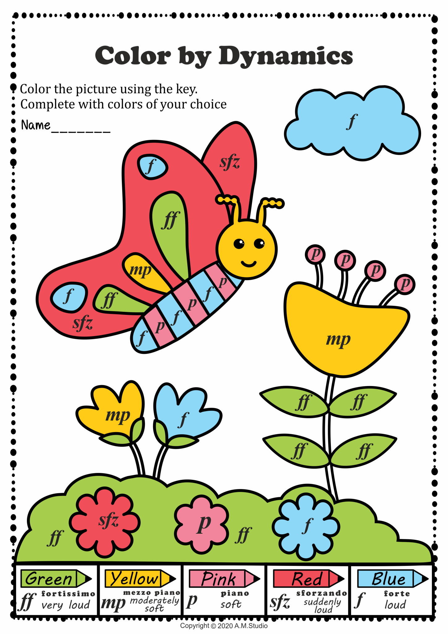 Spring Music Coloring Pages | Color by Dynamics - Made By Teachers