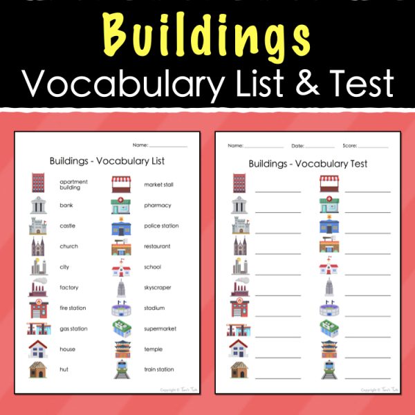 Buildings Vocabulary - Digital Activities, Word List & Quiz + 4 ...
