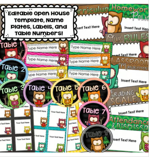 Owl Theme Class Decor Bundle (Behavior Chart, Name Plates, Labels ...