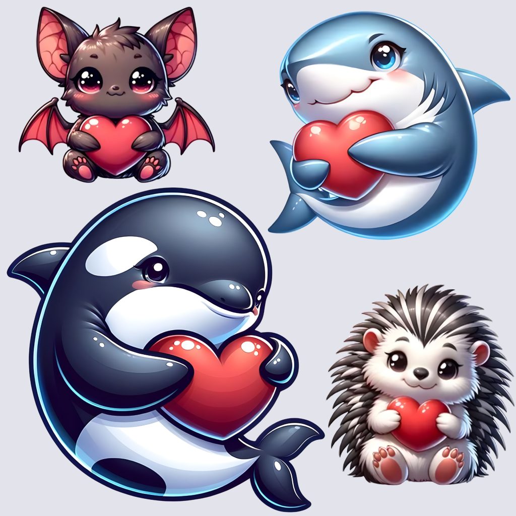 Valentines Day Animal Clipart Bundle Animal Hugging Heart PNG - Made By ...