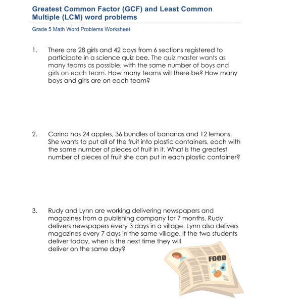 Problem-Solving with GCF and LCM: Grade 5 Math Word Problems - Made By ...
