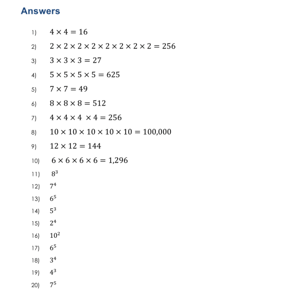 Exploring Exponents: Grade 5 Math Worksheets | Made By Teachers