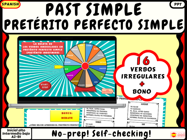 Spanish Preterite Irregular verbs Noprep practice activity La ruleta ...