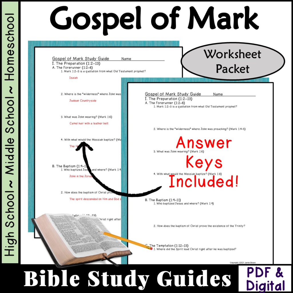 Mark Bible Study Questions Worksheet Packet - Made By Teachers