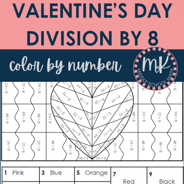 Valentine's Day Color By Number Activity Division (Divide by 7 Facts ...