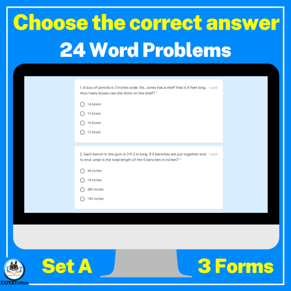 Measurement Conversion Word Problems Google Forms™ - Distance/Length ...