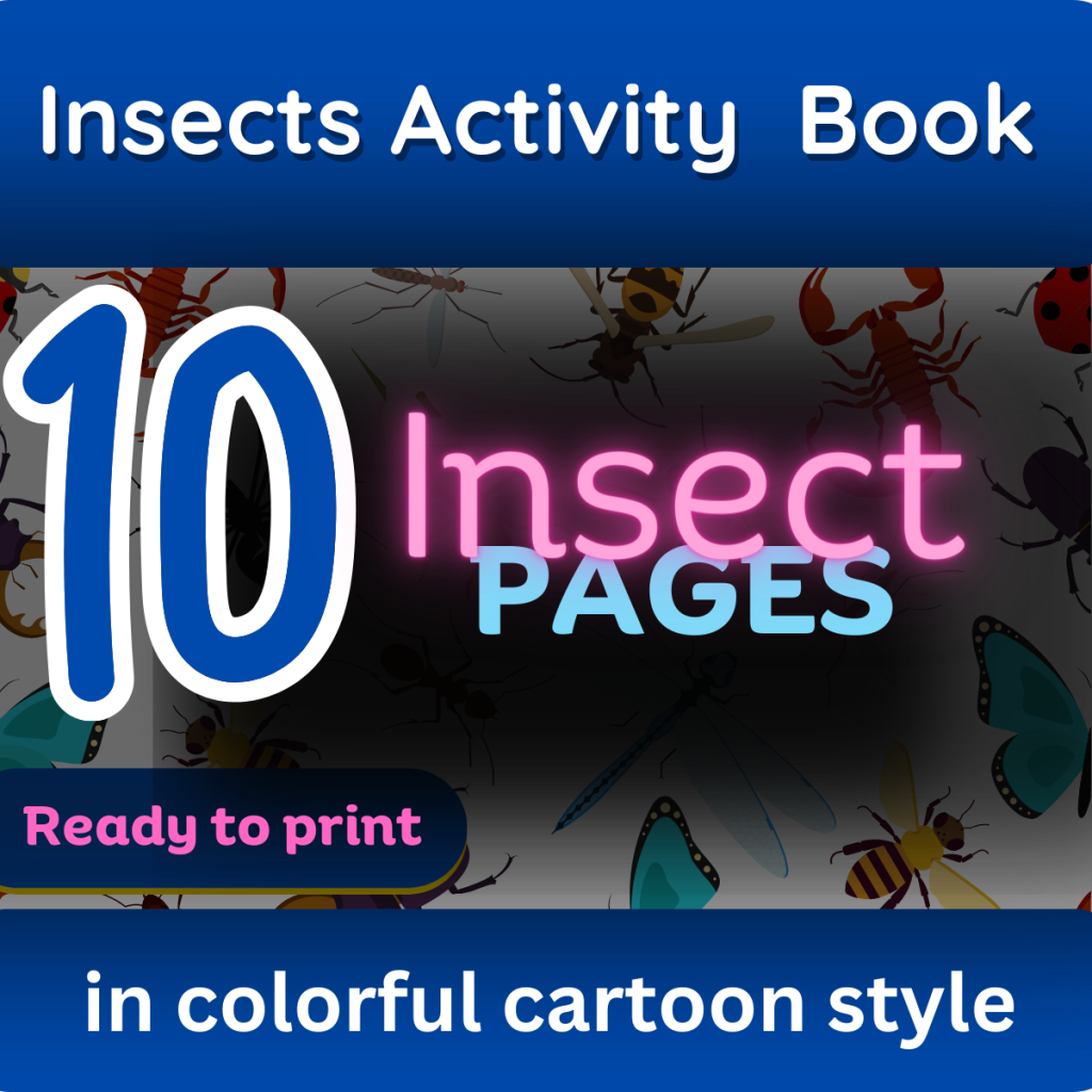 Insects activity book in colorful cartoon style | Made By Teachers