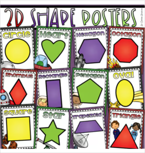 2D Shapes Poster Signs Outer Space Theme | Made By Teachers