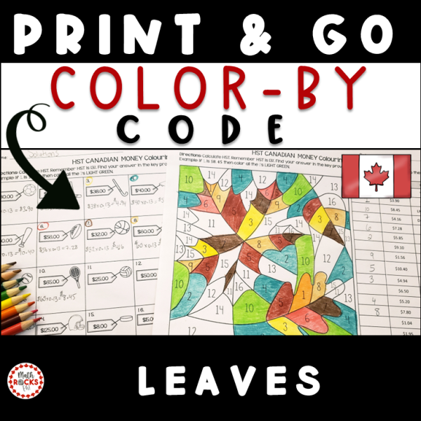 HST Ontario Canada Finance Math Colour By Code Printable Activity 5th ...