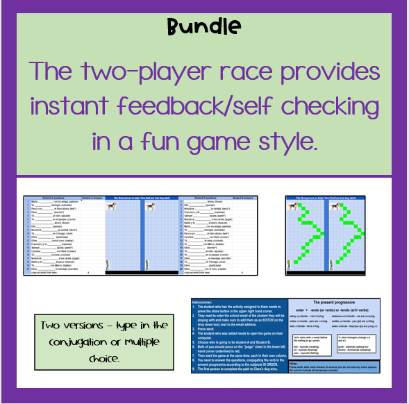 Spanish Present Progressive BUNDLE Mystery Art, Escape Room + 2 Person ...