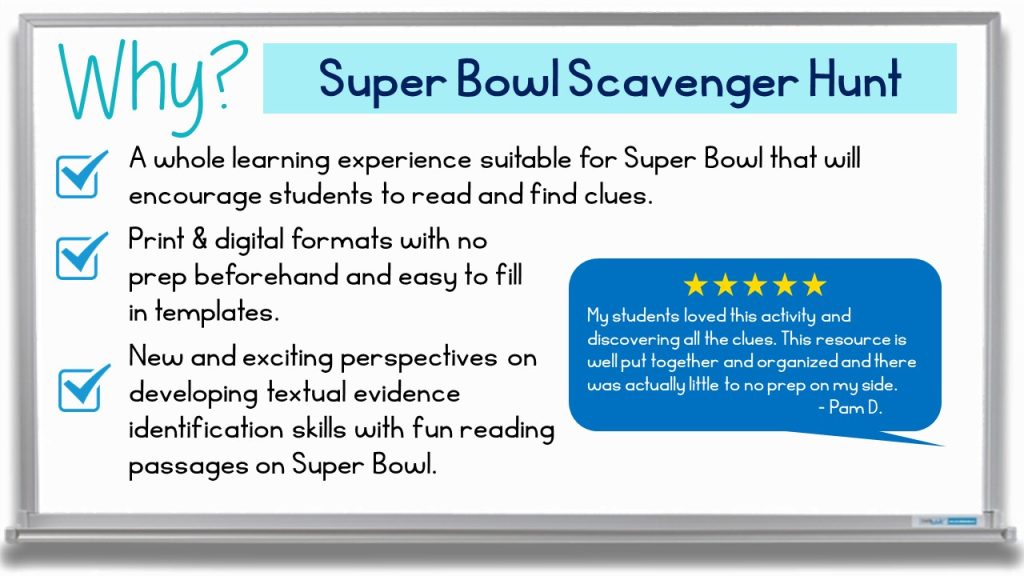 Super Bowl Scavenger Hunt Reading Passages Textual Evidence Activities ...
