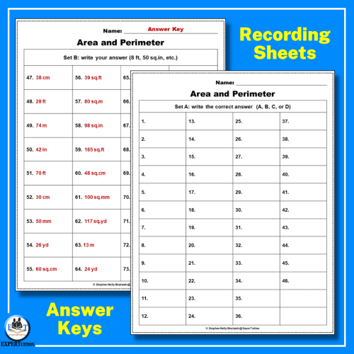 Area and Perimeter Practice Task Cards - Multiple Choice and Open-Ended ...