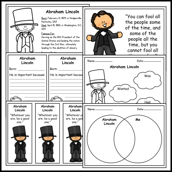 Abraham Lincoln Biography Unit Pack • Presidents Day Activities | Made ...