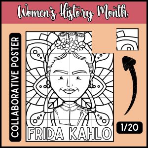 Women's History Month Frida Kahlo Collaborative Coloring Poster ...