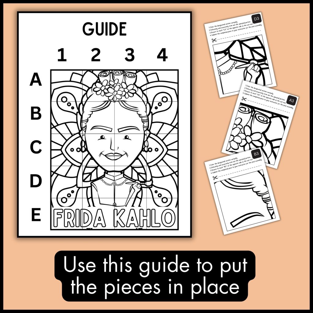 Women's History Month Frida Kahlo Collaborative Coloring Poster ...