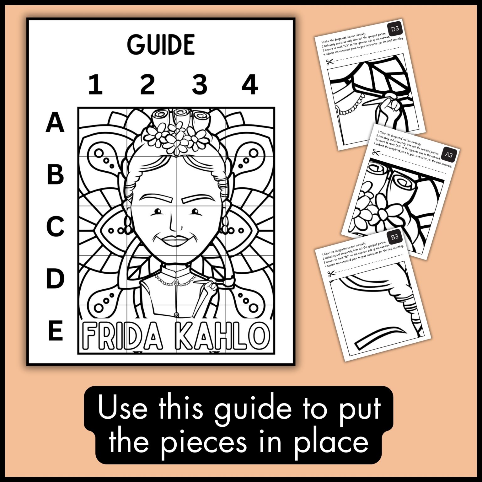 Women's History Month Frida Kahlo Collaborative Coloring Poster ...
