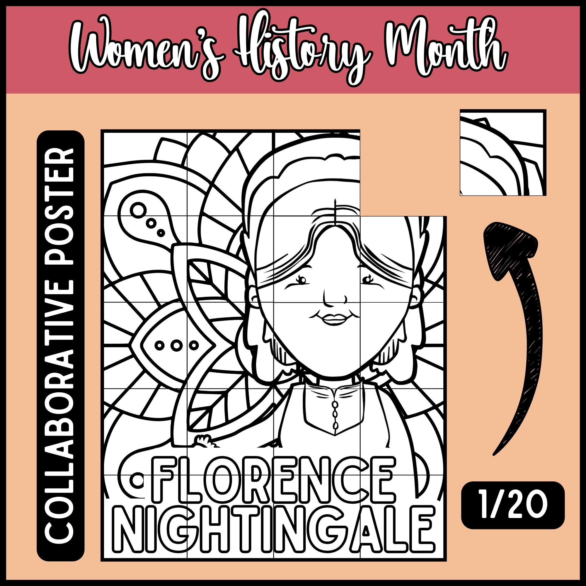 Women's History Month Florence Nightingale Collaborative Coloring ...
