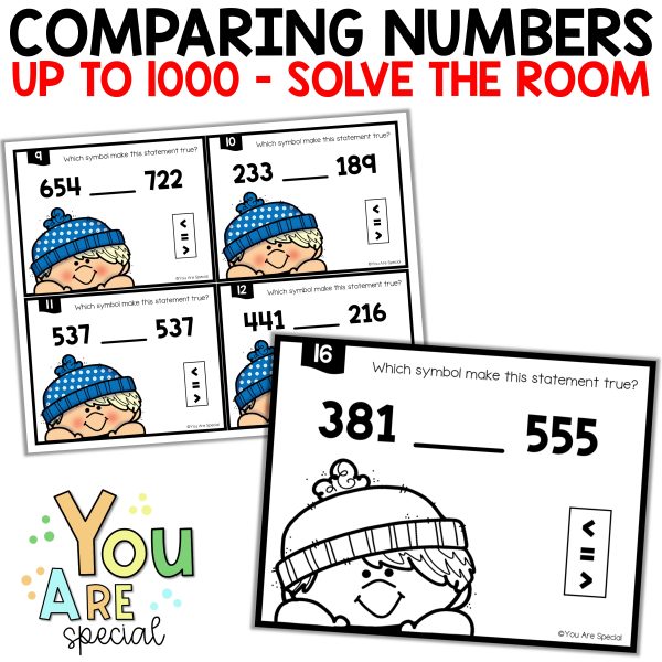Winter Activities Comparing Numbers to 1000 Greater Than Less Than ...
