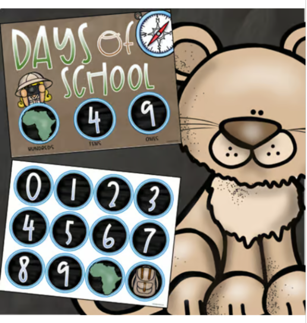 Calendar Set Classroom Decor Back to School Jungle Safari Theme | Made ...