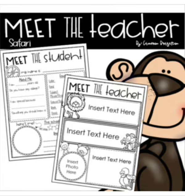 Meet the Teacher Editable Handout Back to School All About Me Jungle ...