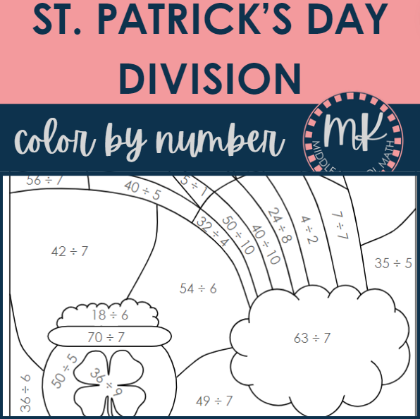 St Patrick's Day MULTIPLICATION FACTS Color By Number/Color By Code ...