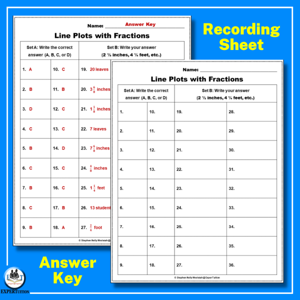 Line Plots with Fractions - Differentiated Line Plot Practice Task ...