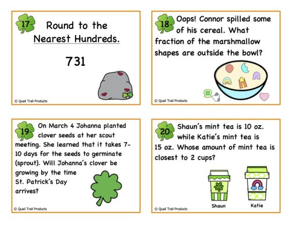 St. Patrick's Day MATH Task Cards Grade 4 | Made By Teachers