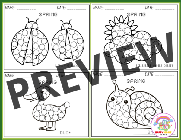 Spring Do-A-Dot Fun Worksheets, Preschool - Fine Motor Skills - Pre-k ...