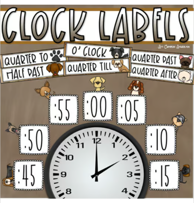 Clock Labels Telling Time Sports Teamwork Theme | Made By Teachers