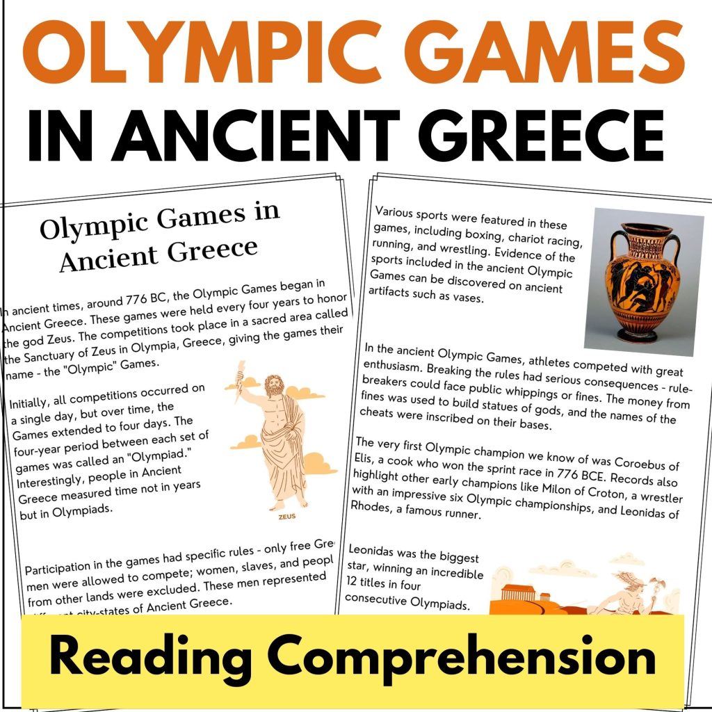 Olympic Games in Ancient Greece Reading Comprehension and Varied ...