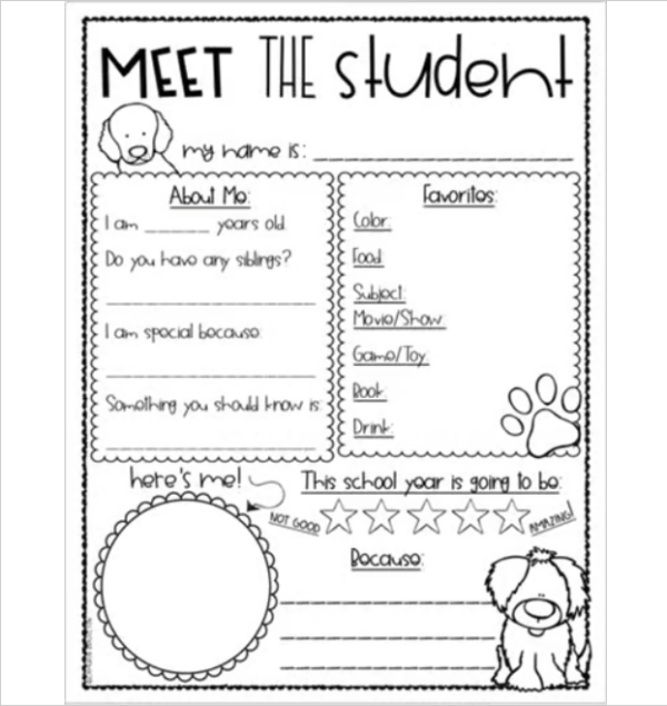 Meet the Teacher Editable Handout Back to School All About Me Dog Theme ...